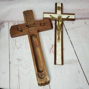 Unlisted | Other | Vintage Catholic Wooden Crucifix Cross With Hidden ...